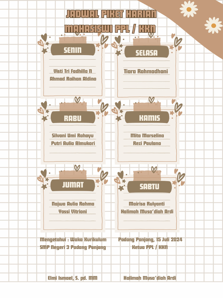 Coklat Kreatif Estetik Jadwal Pelajaran PDF | PDF