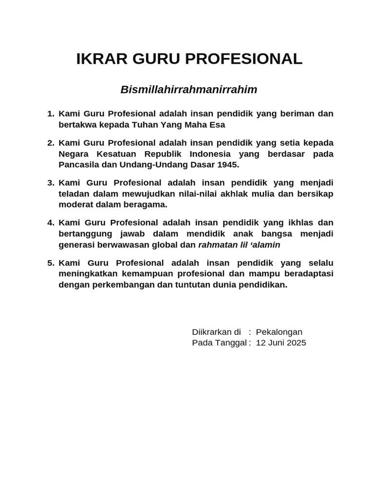Ikrar Guru Profesional | PDF