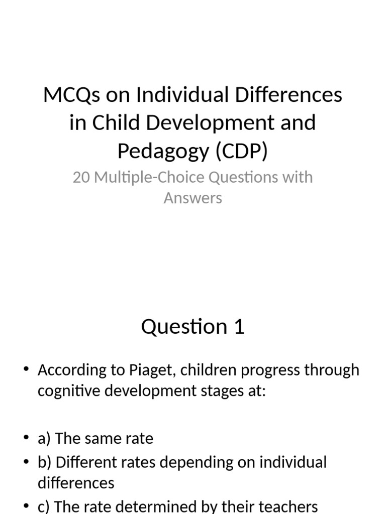 Complete Individual Differences CDP MCQs | PDF | Cognitive Development | Intelligence