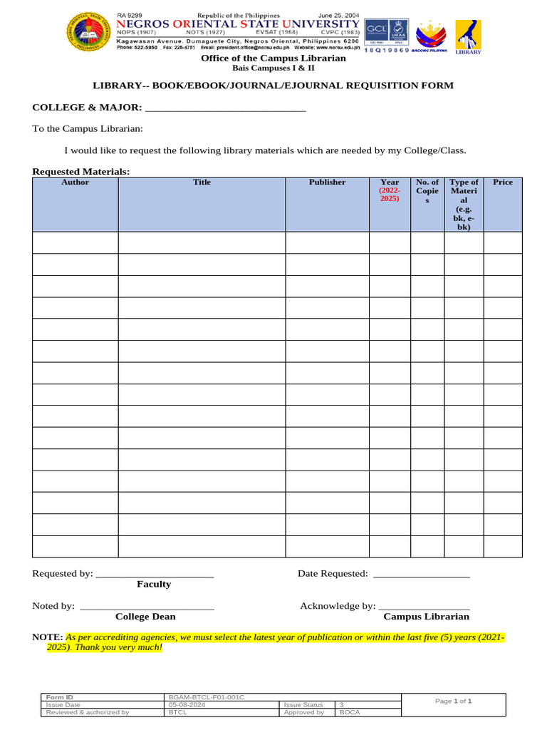 Library Requisition Form | PDF