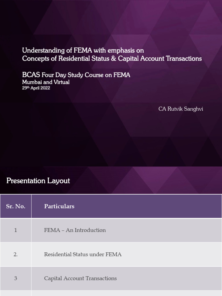 Understanding of FEMA With Emphasis On Concepts of Residential Status ...