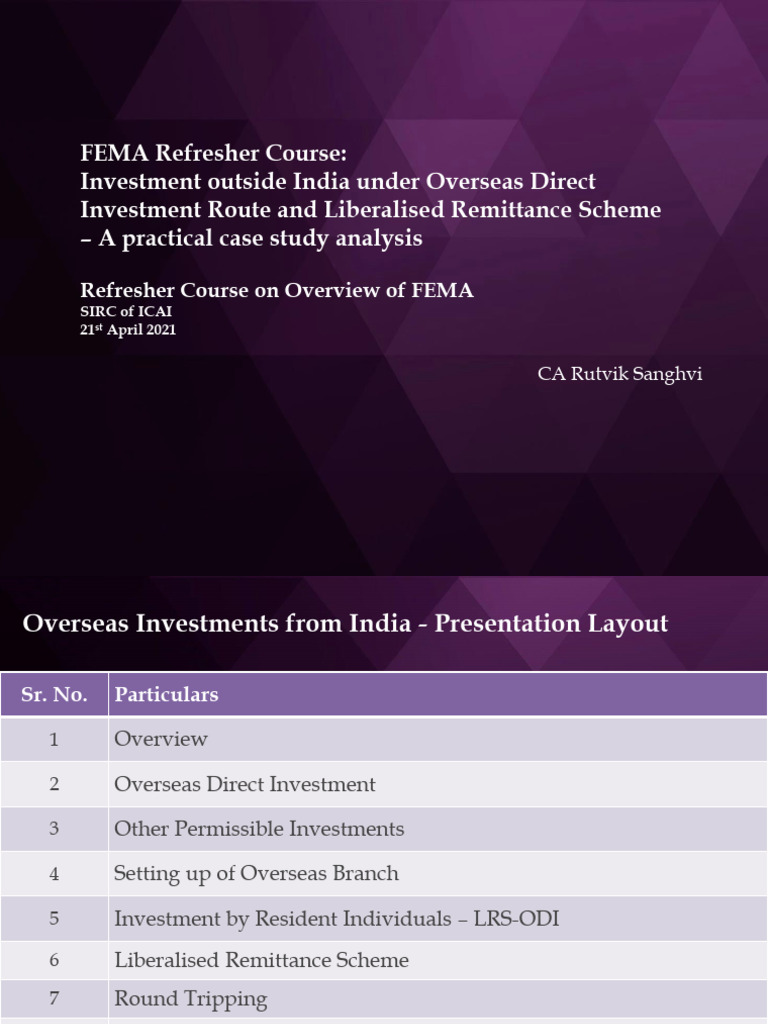 Investment Outside India Under ODI Route and LRS - A Practical Case ...