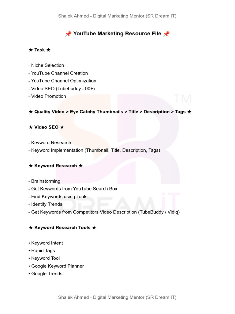 YouTube Marketing Resource File | PDF