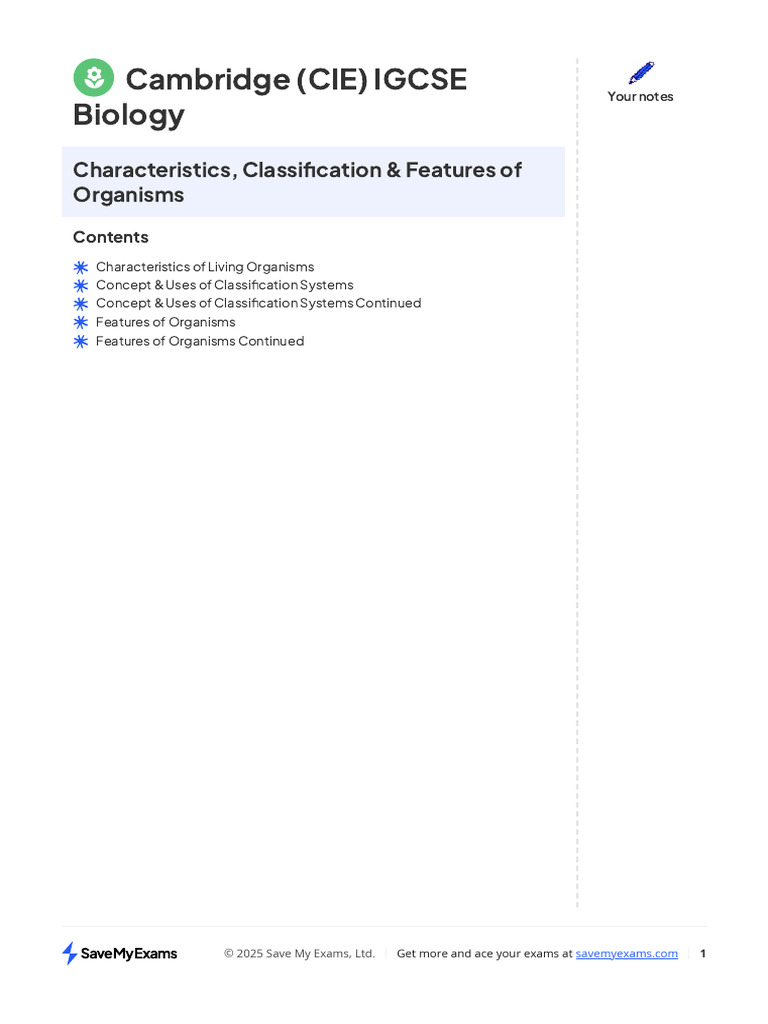 IGCSE Biology: Organism Classification Guide | PDF | Leaf | Cell (Biology)