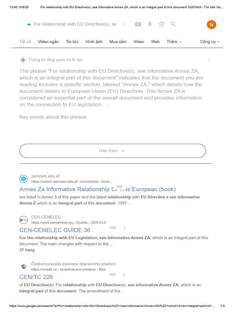 For Relationship With EU Directive(s), See Informative Annex ZA, Which ...