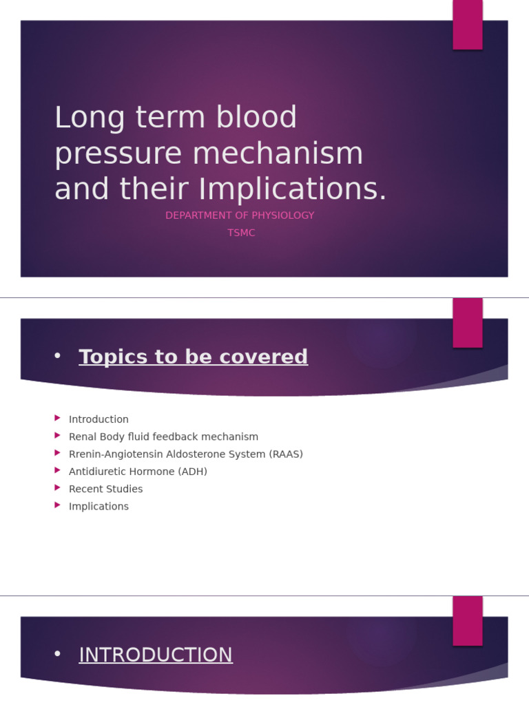 Long Term Blood Pressure Mechanism and Their Implications | PDF ...