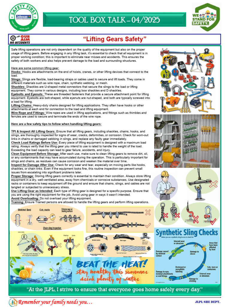 TBT 04-2025 Lifting Gear Safety | PDF | Manufactured Goods | Equipment