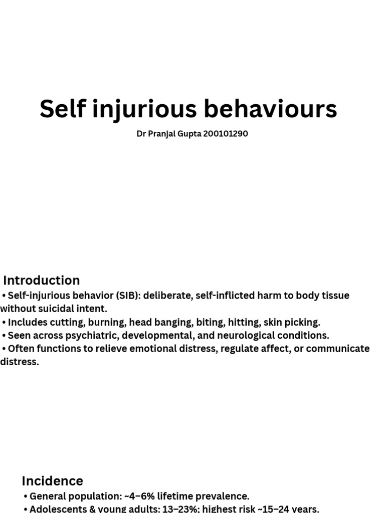 Understanding Self-Injurious Behaviors | PDF | Self Harm | Borderline ...