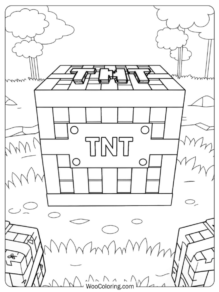 Coloring Page of Minecraft TNT | PDF