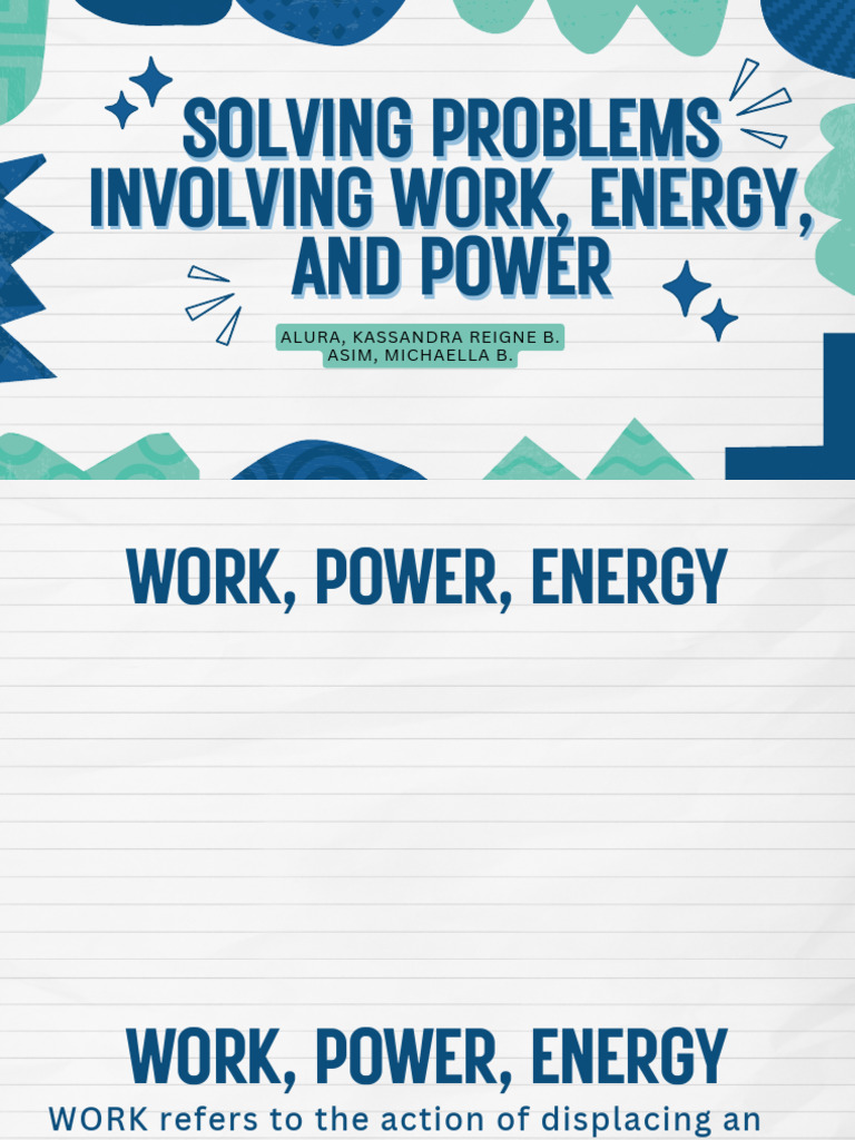 Solving Problems Involving Work, Energy, and Power | PDF | Force ...