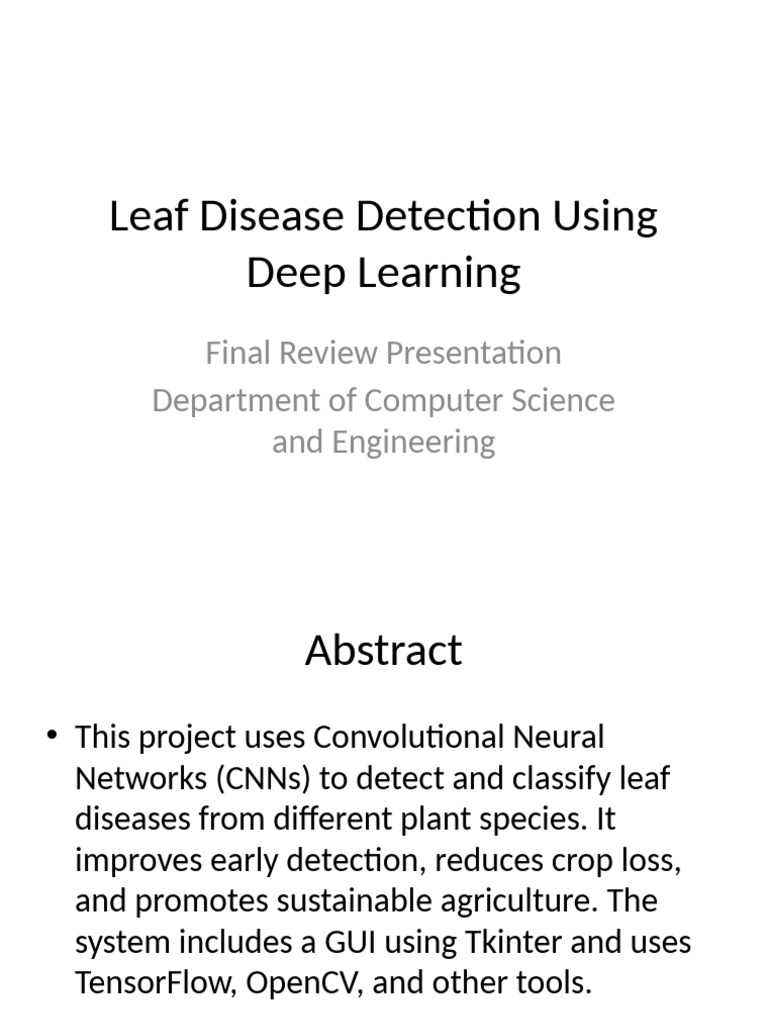Leaf Disease Detection Final Review | PDF | Deep Learning | System