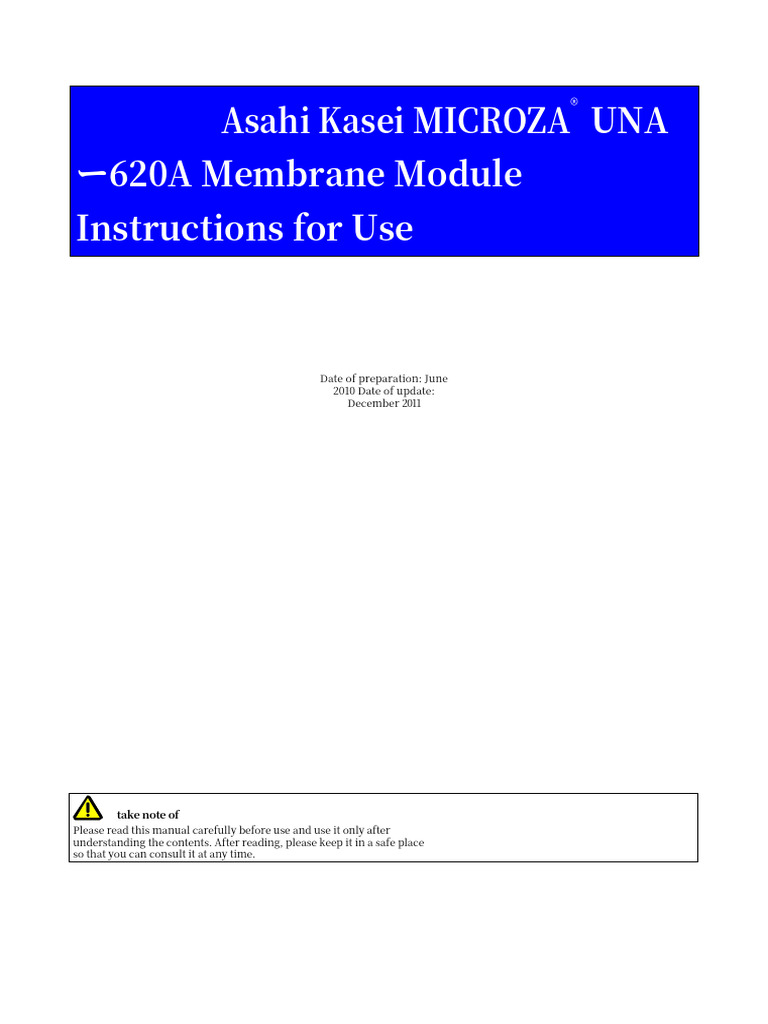 UNA-620A Membrane Module User Guide | PDF | Water | Membrane