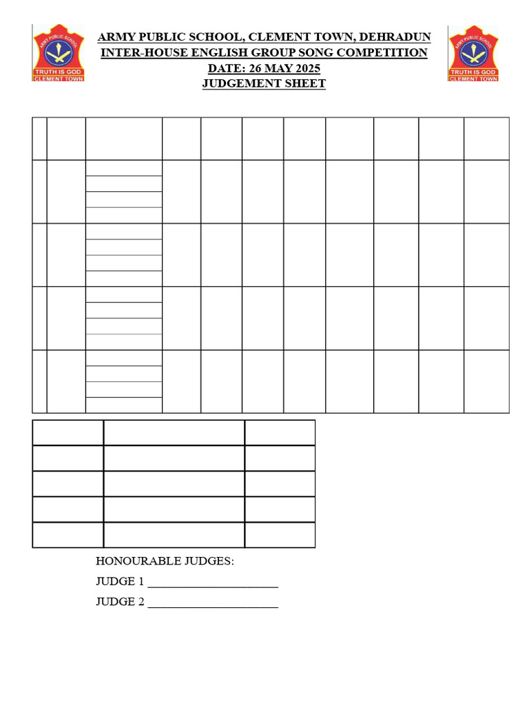 JUDGEMENT SHEET-English Group Song | PDF