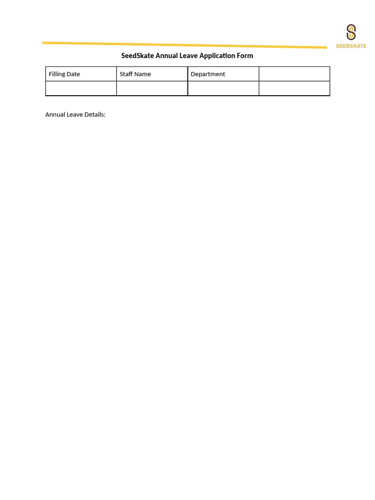 Seeds Skate Annual Leave application form | PDF