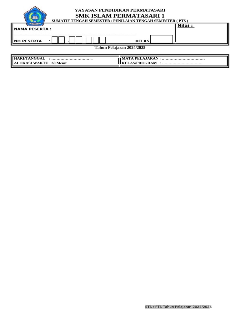 Format Soal Pts Genap | PDF