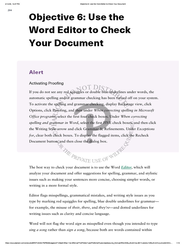 Objective 6 - Use The Word Editor To Check Your Document | PDF ...