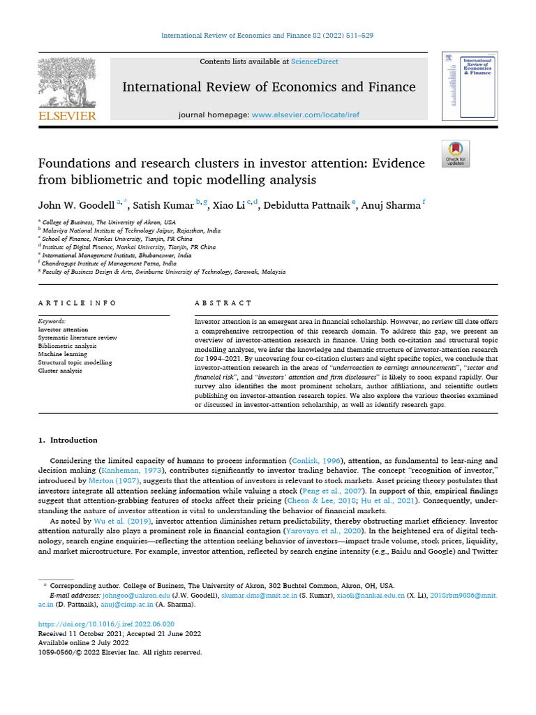 2022 Foundations and Research Clusters in Investor Attention: Evidence From Bibliometric and ...