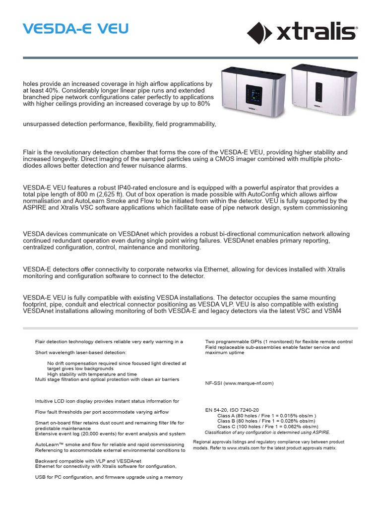 17 Vesda-E Veu Tds A4 Ie Lores | PDF | Manufactured Goods | Electronics