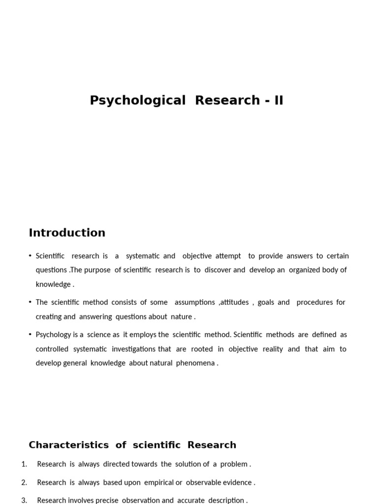 Overview of Psychological Research Methods | PDF | Scientific Method ...