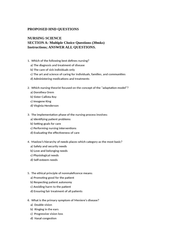 Nursing Science Proposed HND 2025. Set A | PDF | Schizophrenia | Stroke