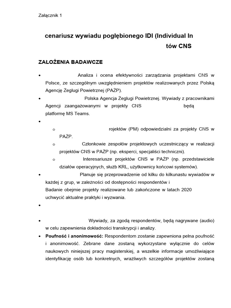 Scenariusz Wywiadu SH | PDF