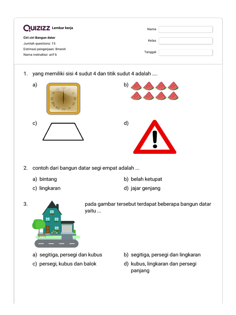 Ciri-Ciri Bangun Datar Segi Banyak | PDF