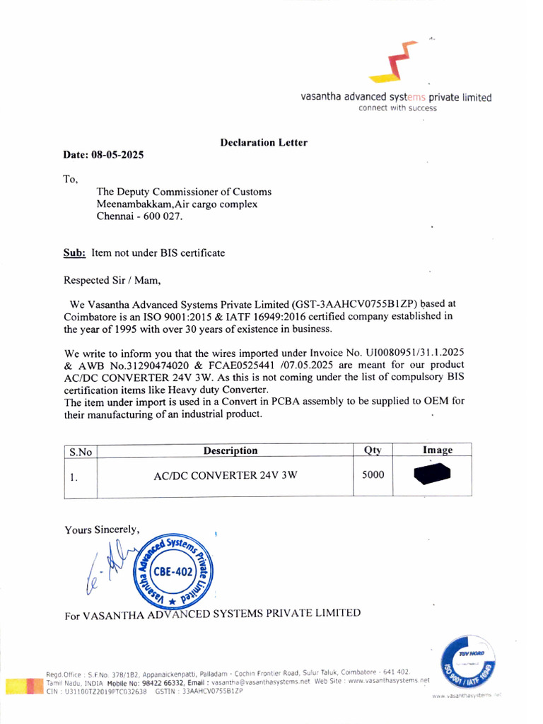 Item Not Under BIS Certificate | PDF