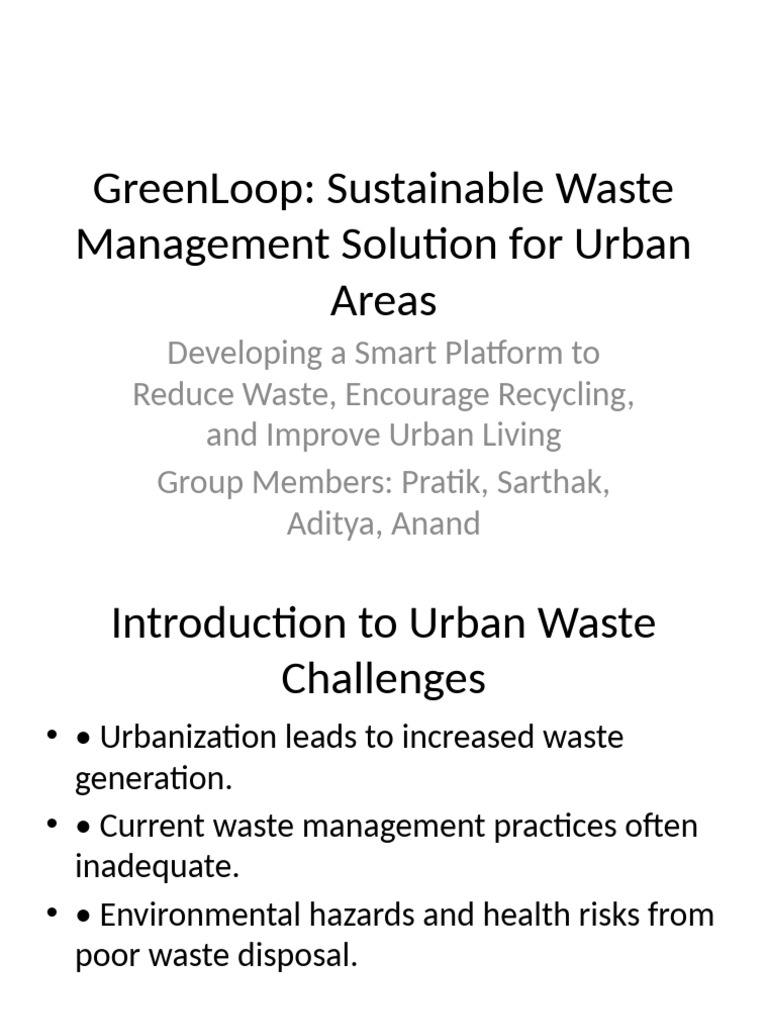 GreenLoop Startup Presentation | PDF | Waste Management | Recycling