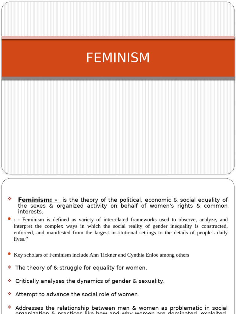 FEMINISM - Theoretical Perspectives in Understanding Gender, Peae and ...