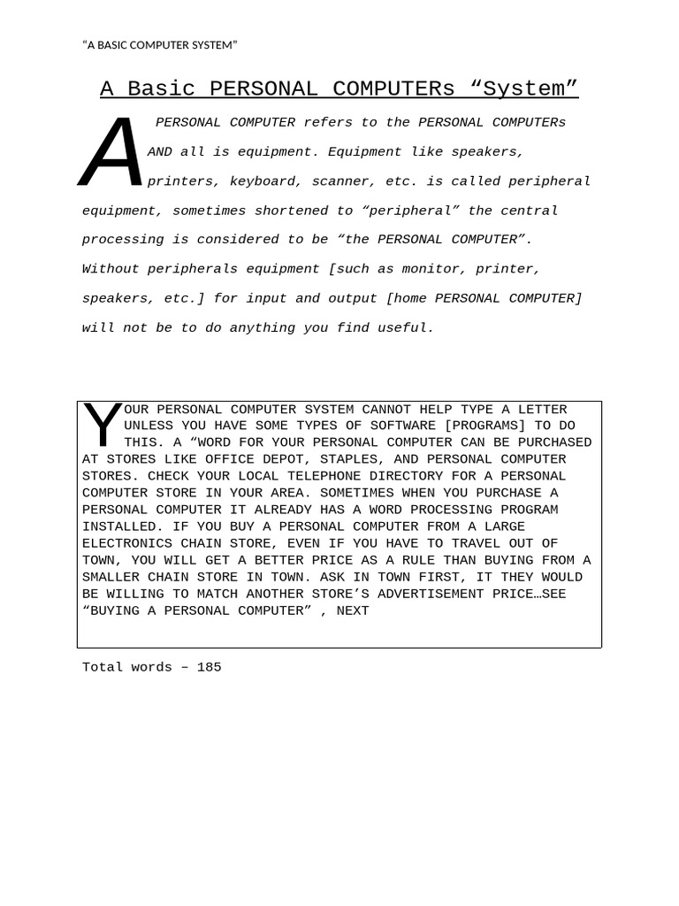 A Basic Personal Computers Navjot | PDF