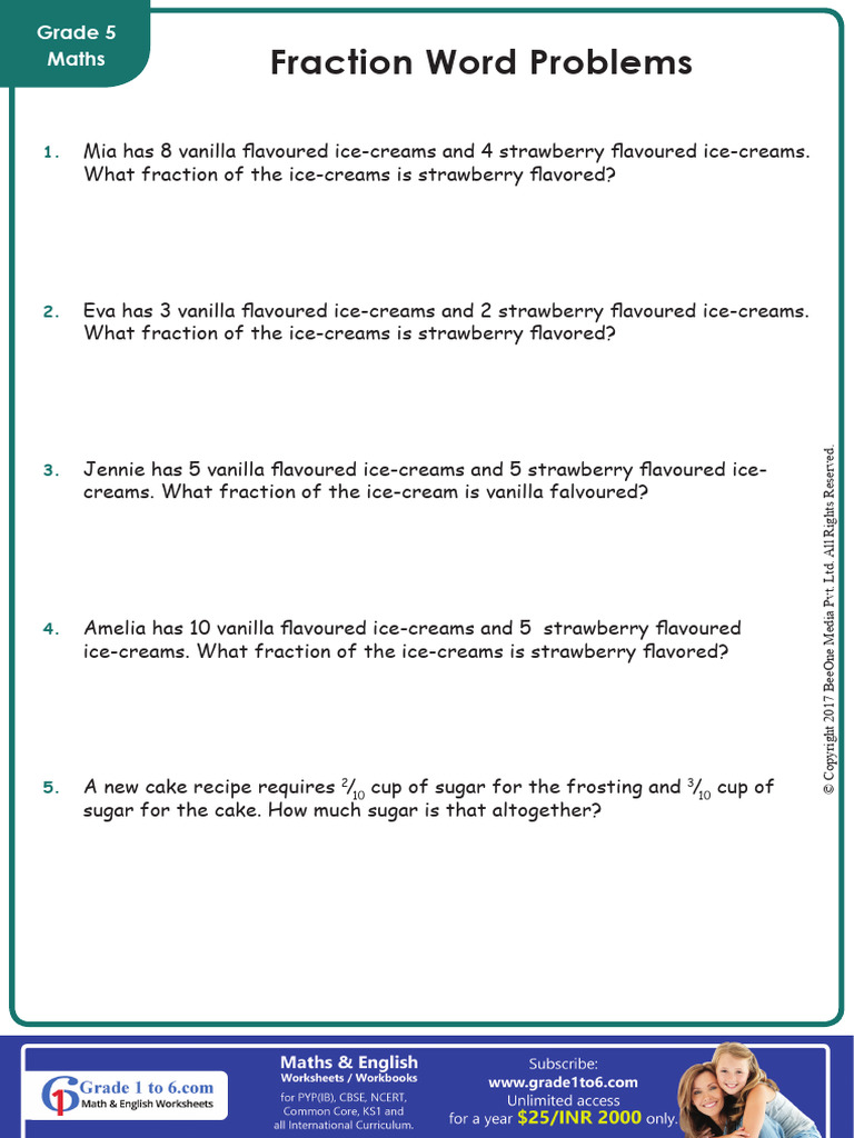 Fraction Word Problems | PDF
