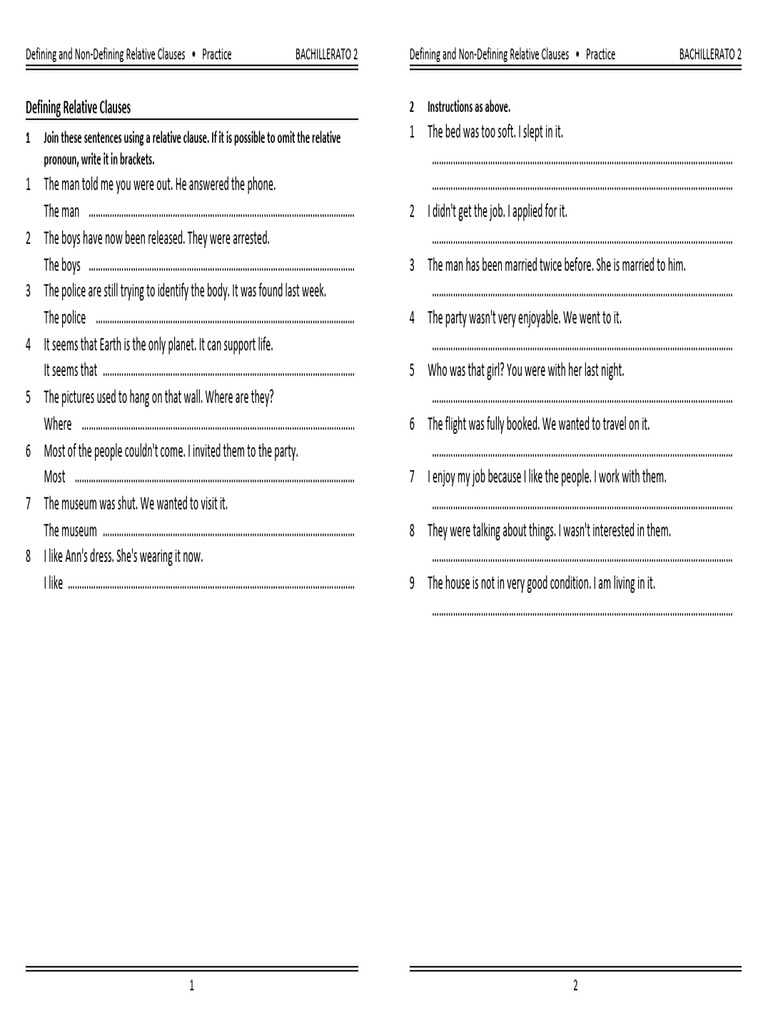 Relative Clause Practice | PDF