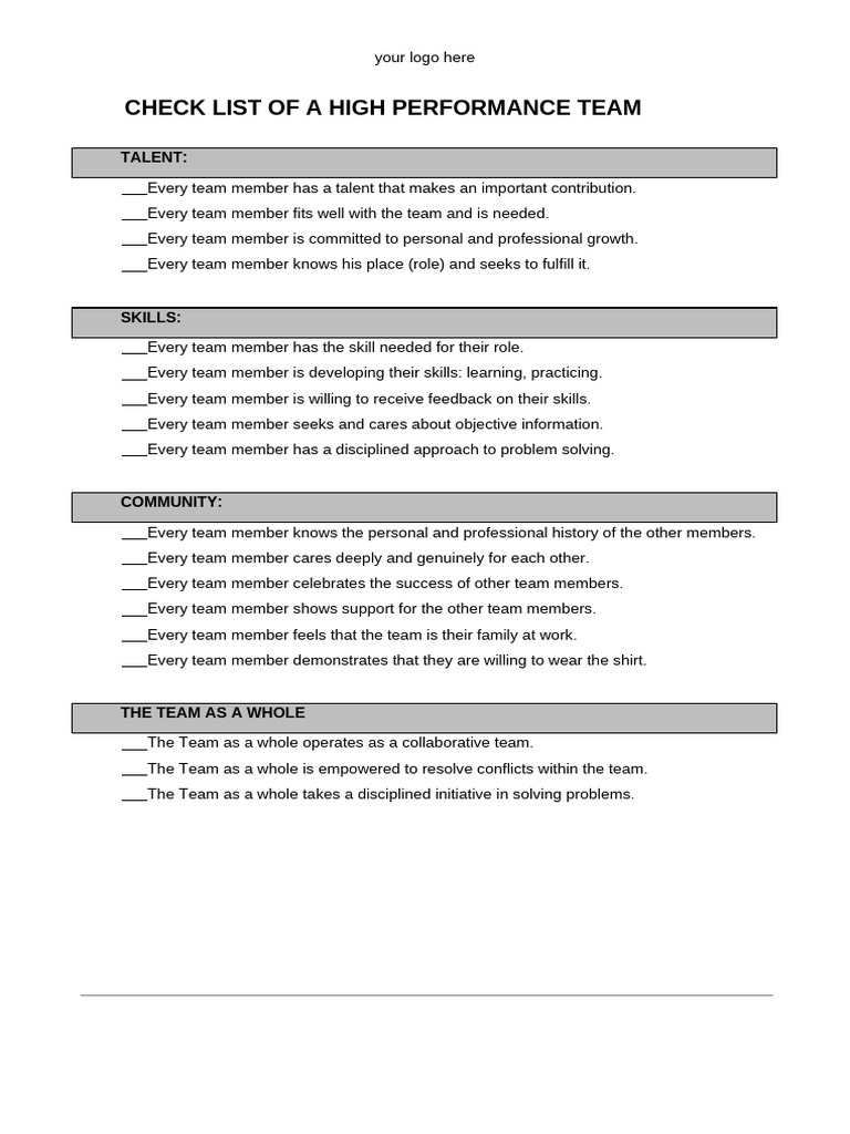 Check+List+High+Performance+Team | PDF