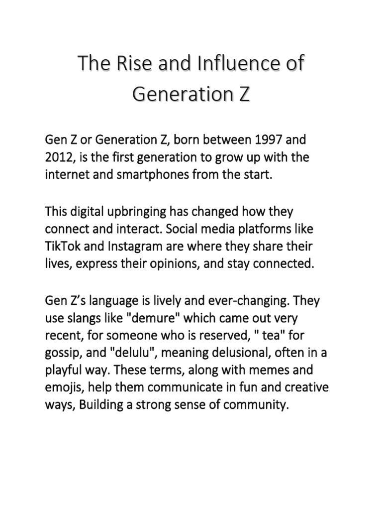 The Rise and Influence of Generation Z | PDF