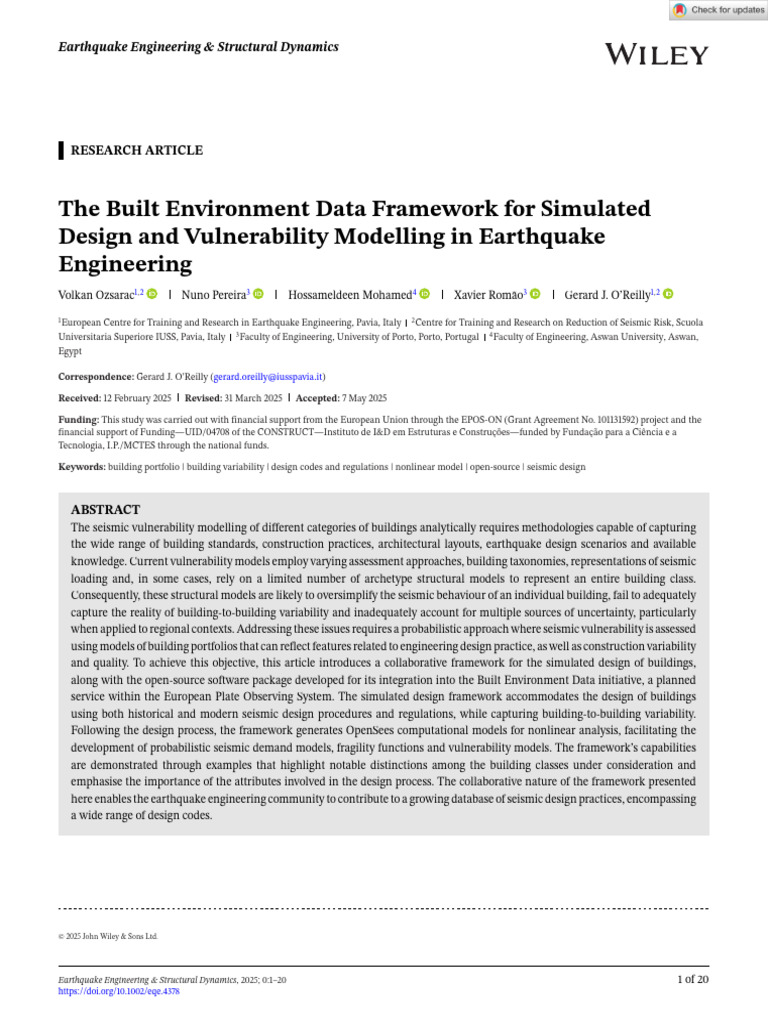 Built Environment Framework for Earthquake Vulnerability | PDF | Risk ...