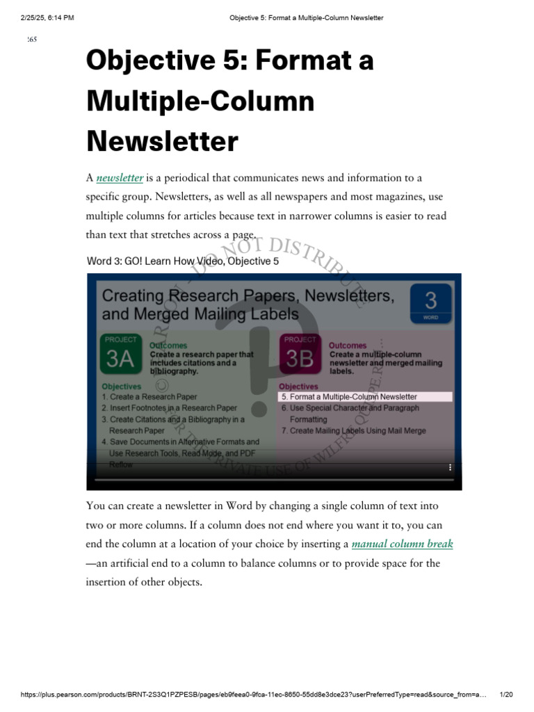 Objective 5 - Format A Multiple-Column Newsletter | PDF | Page Layout ...
