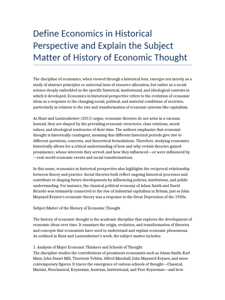 Economics Historical Perspective History of Thought | PDF | Economics ...
