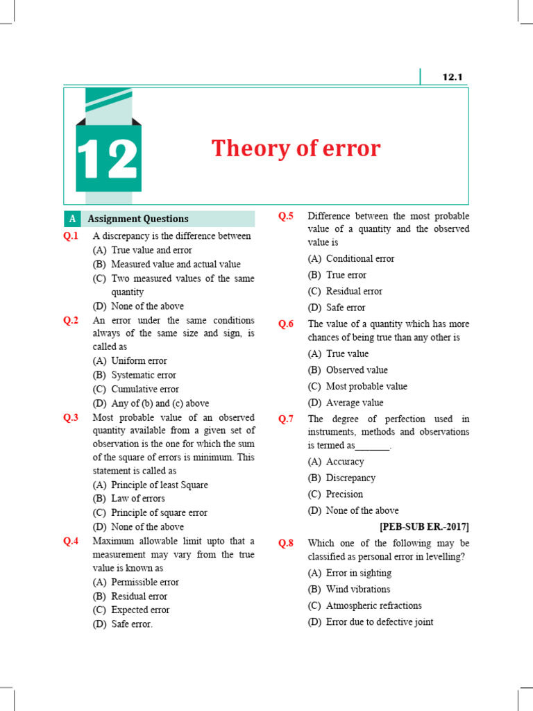 Chapter-12 Theory of Error | PDF | Accuracy And Precision | Errors And Residuals