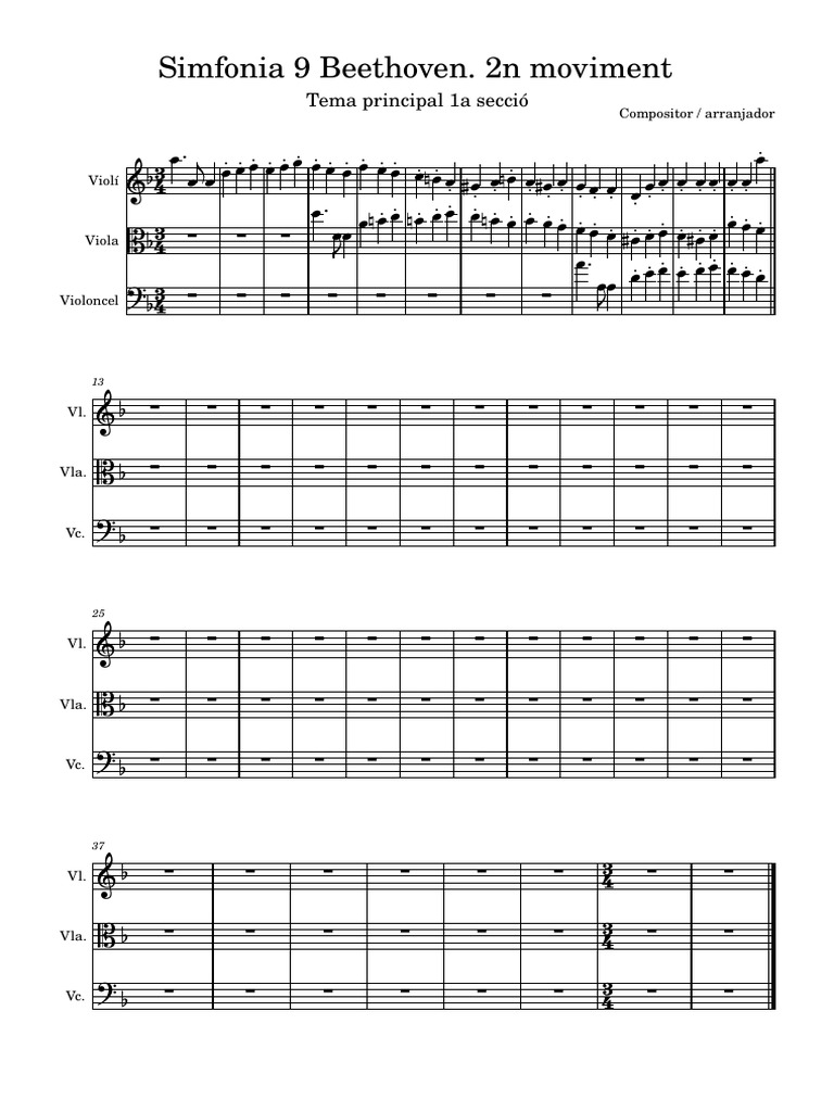 Tema A 1a Secció Simfonia 9 Beethoven | PDF