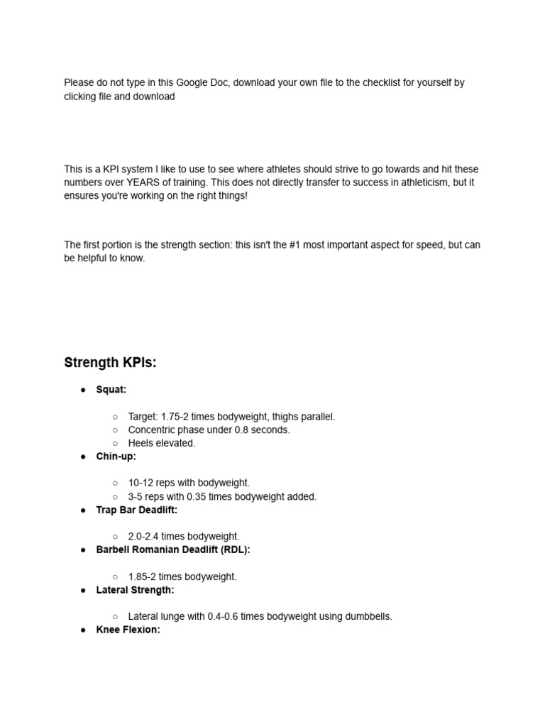 The Sprint Speed KPI System | PDF | Physical Exercise | Weight Training