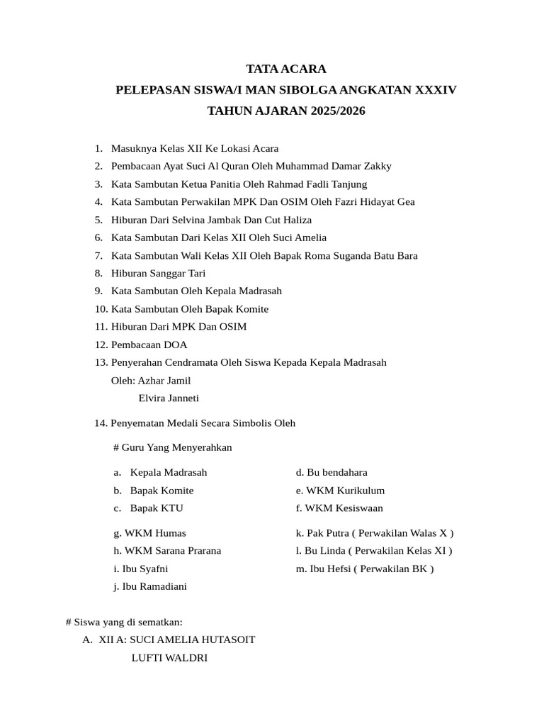 Tata Acara Perpisahan | PDF