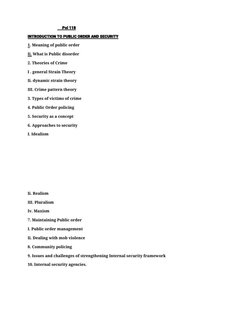 Public Order and Security Overview | PDF