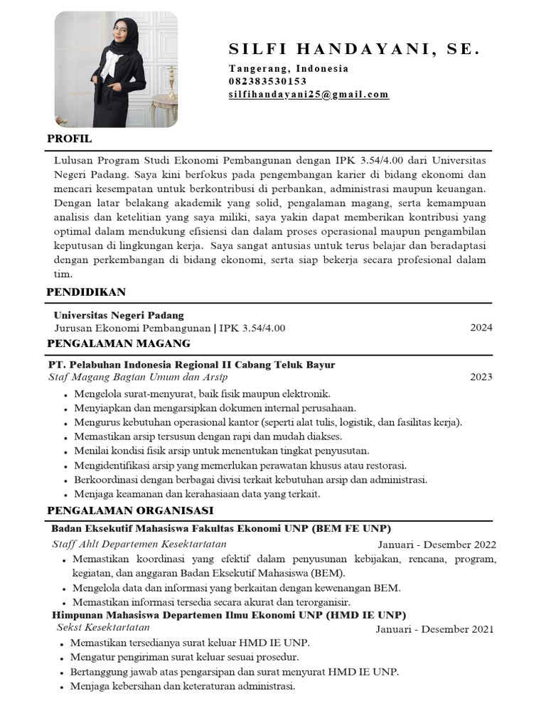 CV Silfi Handayani | PDF