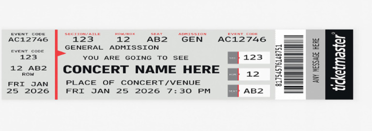 Ticketmaster Template Editable 8.5x3 | PDF
