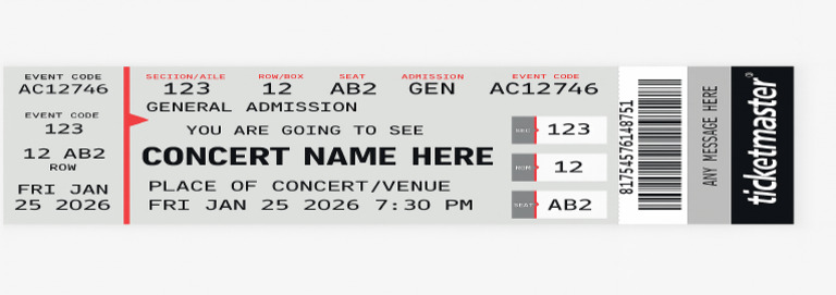 Ticketmaster Template With Live Text | PDF