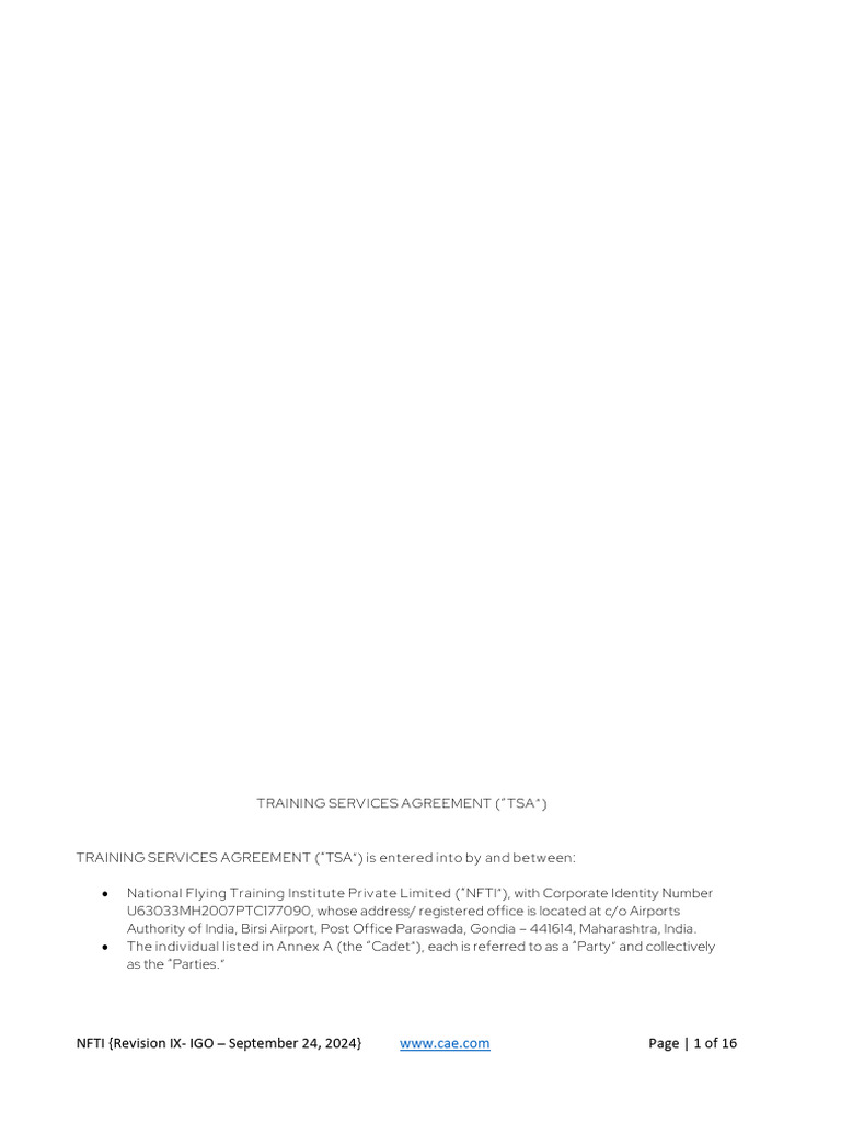 Cae - Nfti CPL Tsa at 26 September 2024 (Icpp 40) | PDF | Indemnity ...