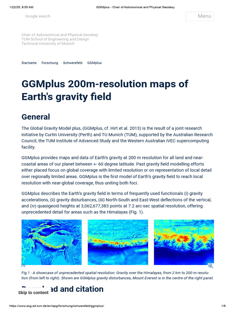 GGMplus - Chair of Astronomical and Physical Geodesy | PDF | Geodesy | Geophysics