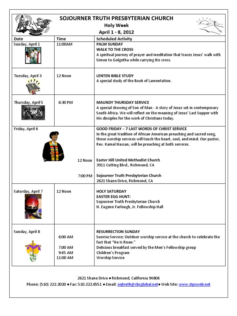 2012 STPC Easter Holy Week Calendar | PDF | Easter | Worship