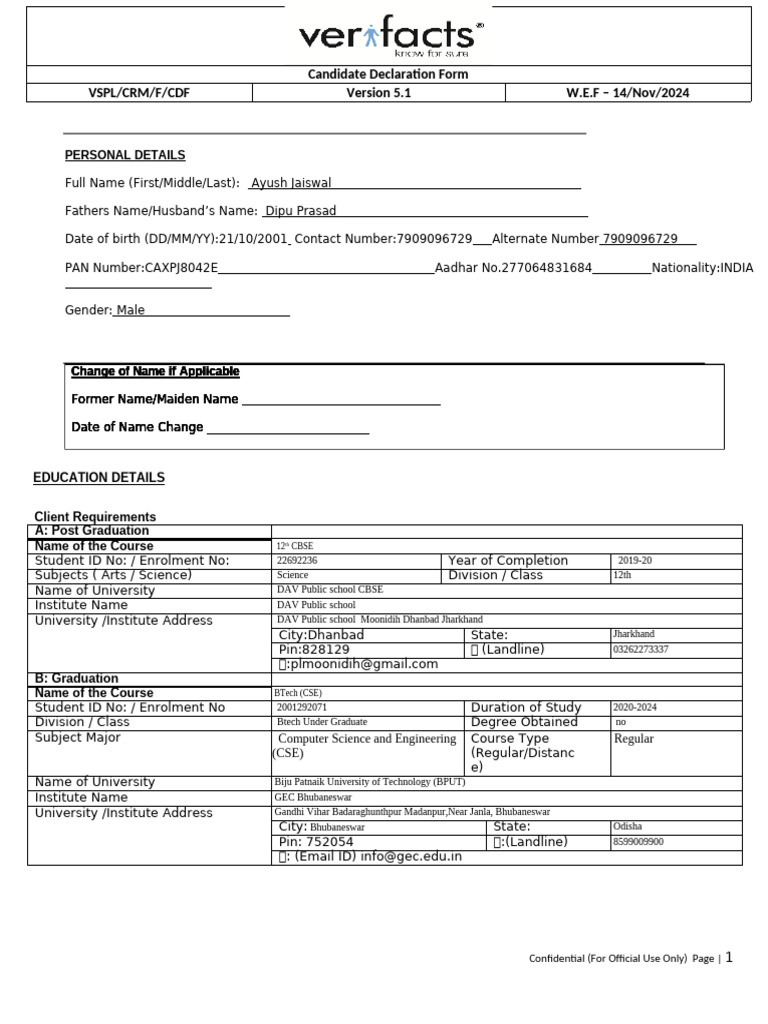 Candidate Declaration Form Qci | PDF | Justice | Crime & Violence