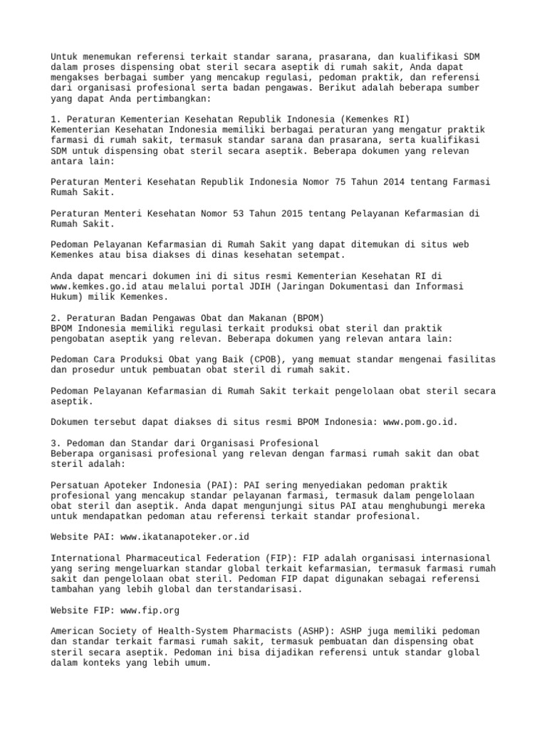Sumber Standar Dispensing Obat Steril | PDF